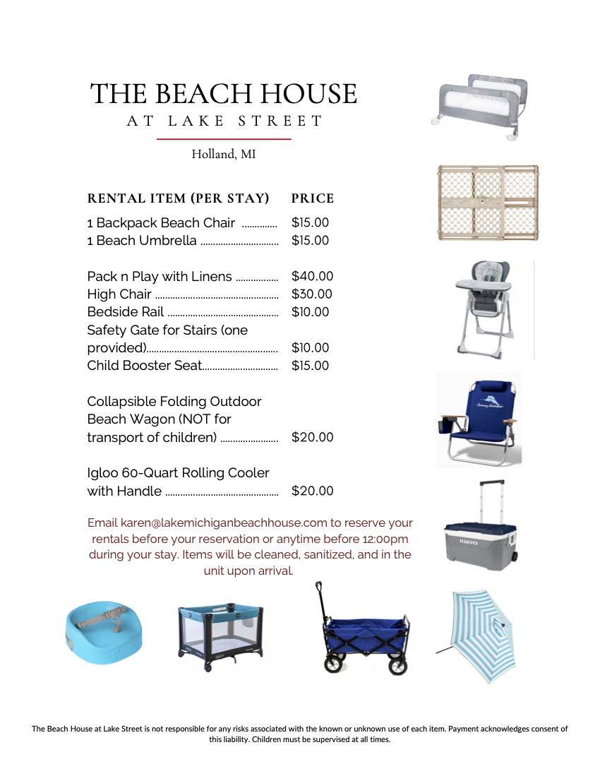Beach House Rental Items 2 - The Beach House at Lake Street